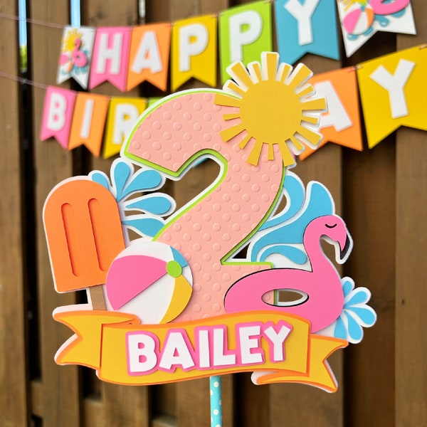 Pink Beach Cake Topper - Etsy