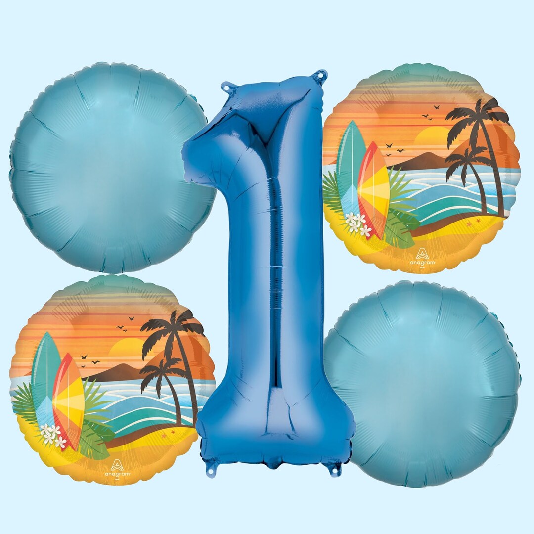 Surf the Big One Balloon Bouquet | Beach First Birthday Party ...