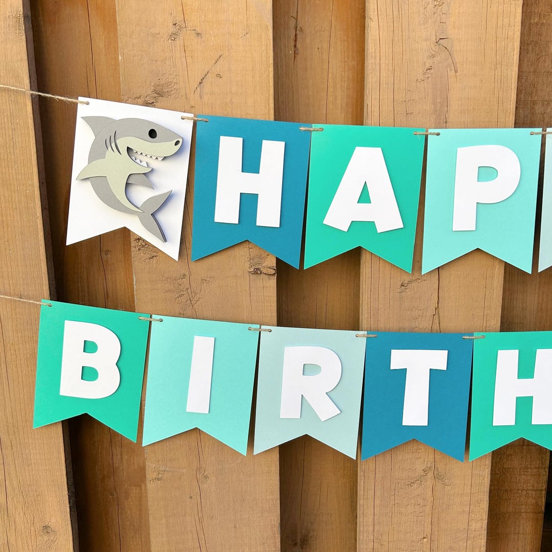 Custom Shark Banner | Shark Birthday Party Decorations | Under the Sea ...