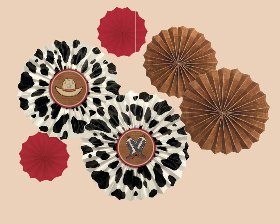 6 Cowboy Fan Decorations | Rodeo Birthday Party Decorations | Country ...