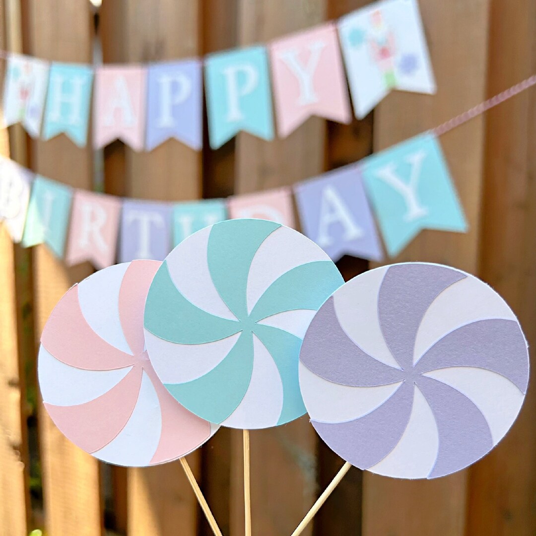 Peppermint Candy Swirl Cupcake Toppers | Nutcracker Party Supplies ...