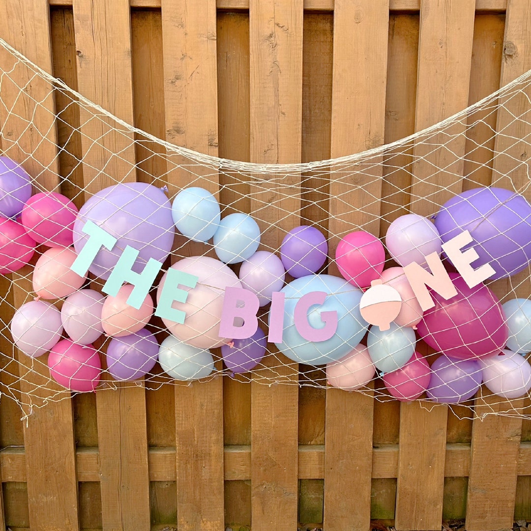 Pink the Big One Balloon Net Backdrop | Girls O-fish-ally One First ...