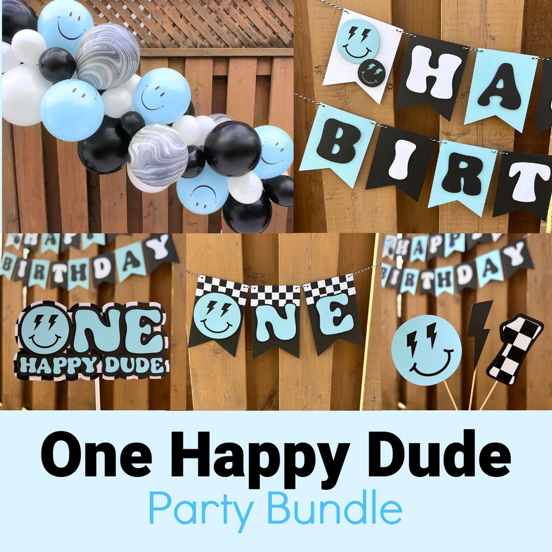 Blue One Happy Dude Party Bundle | One Happy Dude First Birthday Party ...