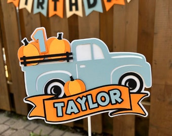 Blue Truck and Pumpkin Cake Topper - Etsy