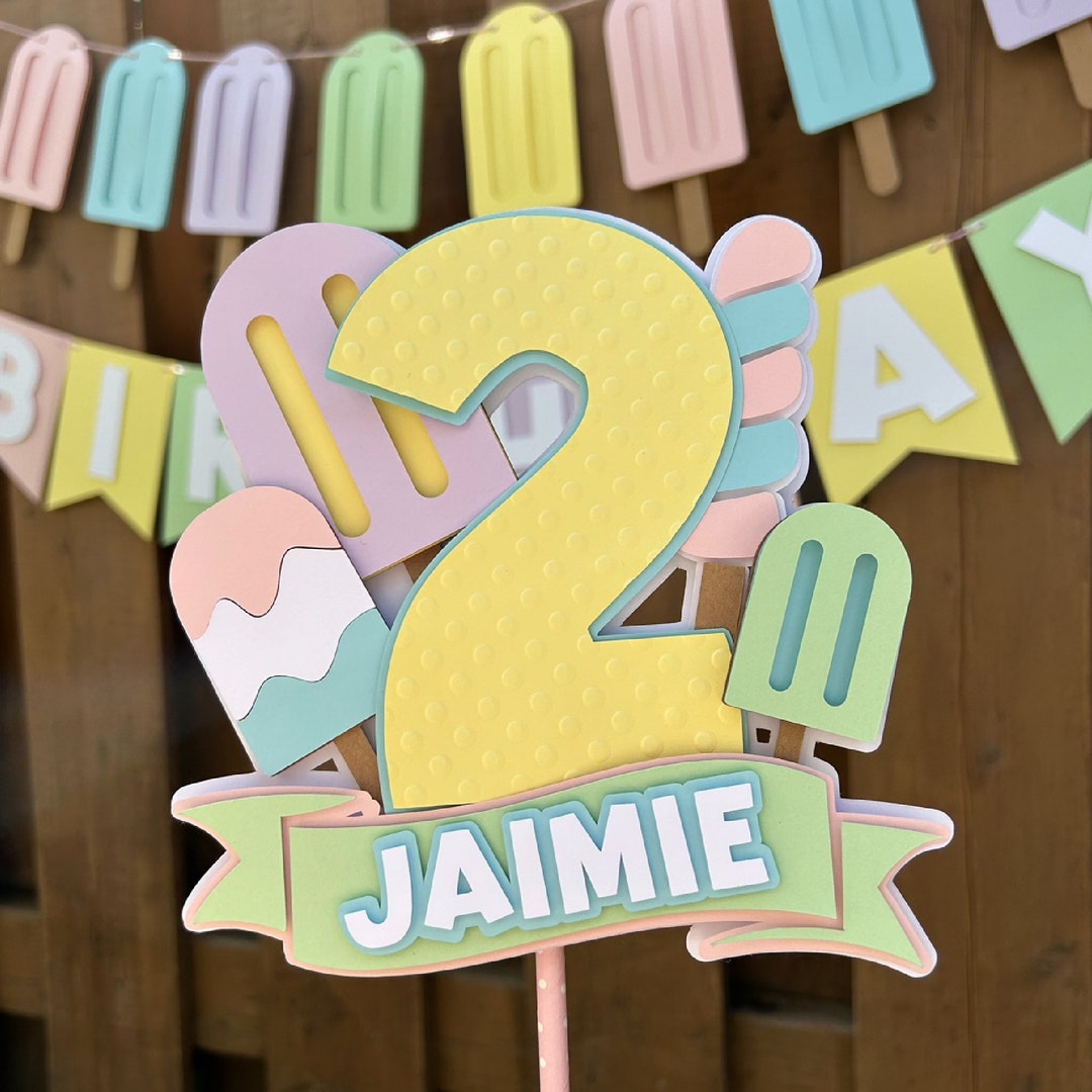 Custom Pastel Ice Pop Cake Topper | Pastel Pool Birthday Party ...