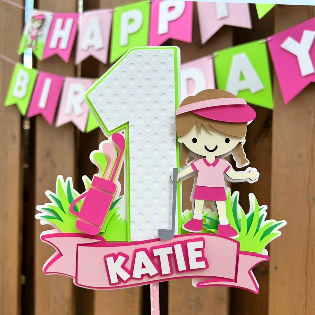 Custom Pink Golf Cake Topper | Girls Hole in One Birthday Party ...