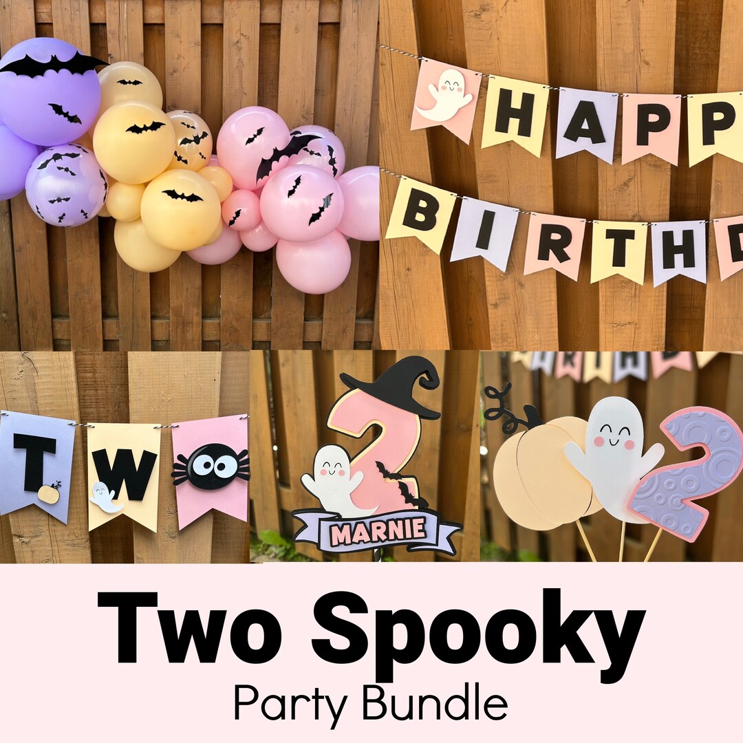 Pink Pastel Two Spooky Party Bundle | Pink Halloween Birthday Party ...