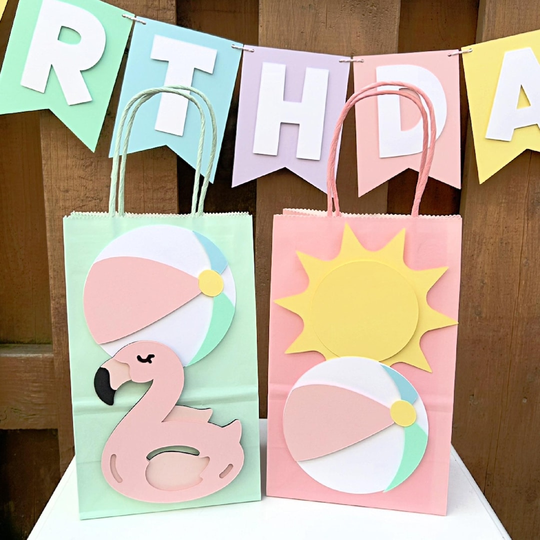 Pool Party Favour Bags | Pastel Pool Birthday Party Decorations ...
