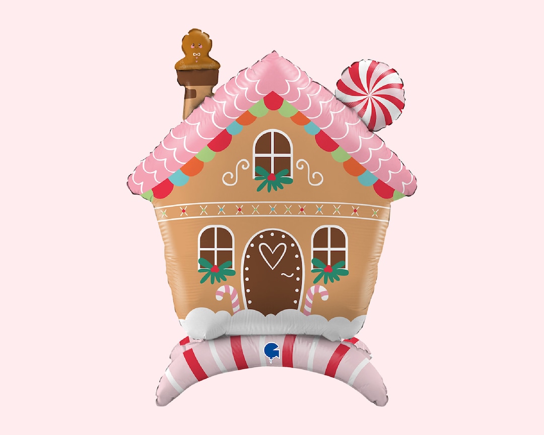 MISPRINT 30" Airfill Gingerbread House Balloon | Pink Gingerbread ...