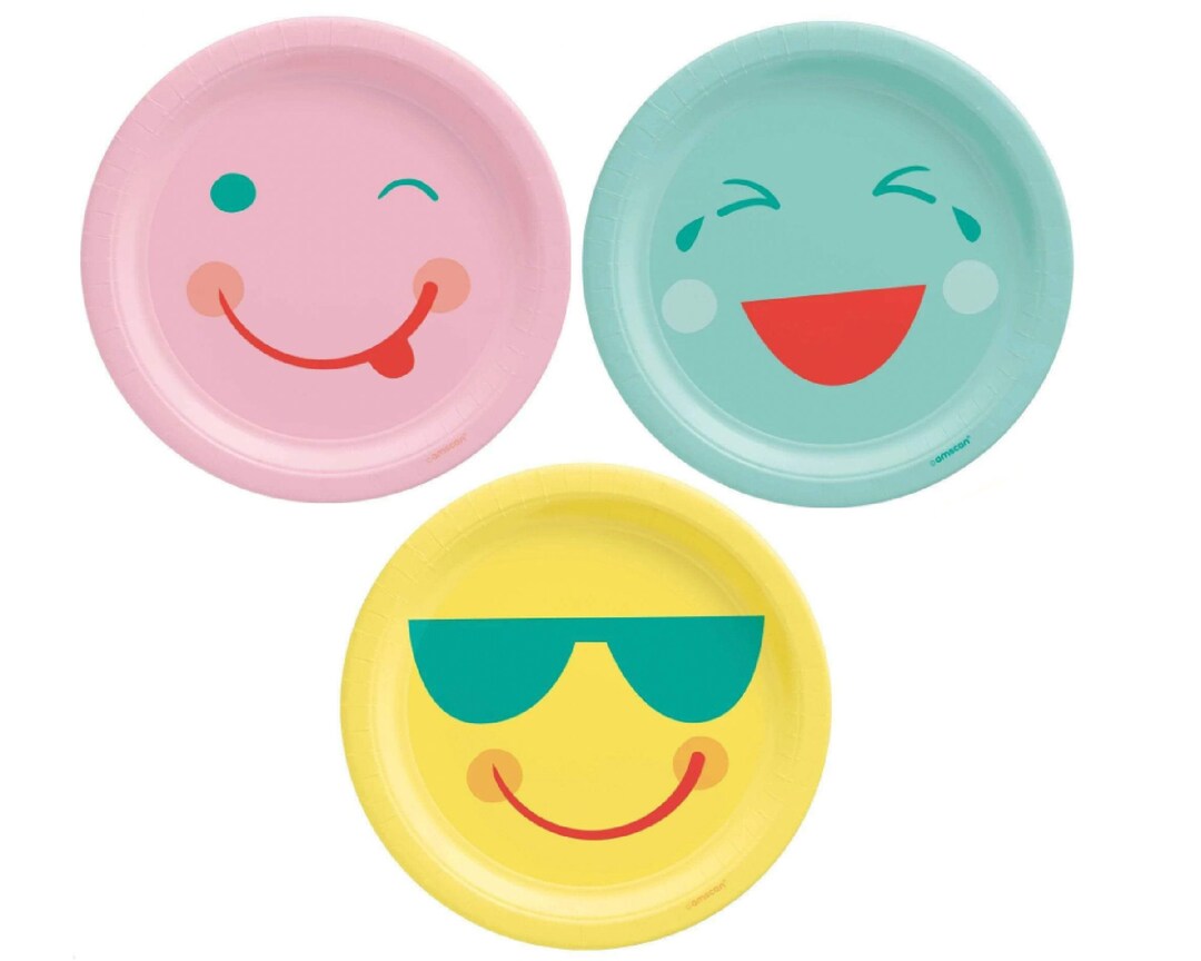 8ct Smile Face Dessert Plates Happy Face Birthday Party Decorations ...