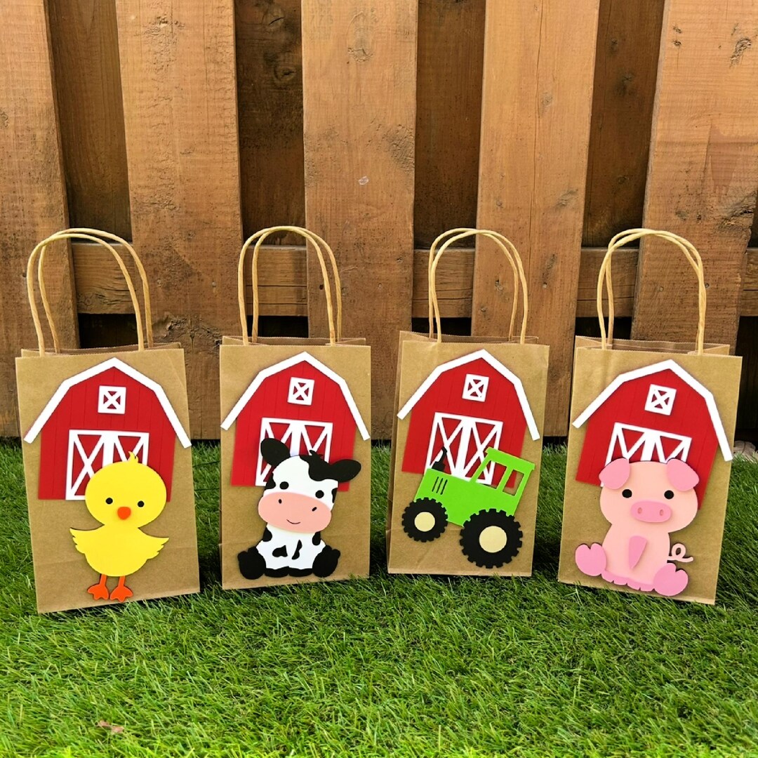 Farm Party Favour Bags | Barnyard Birthday Party Decorations | Three-i ...