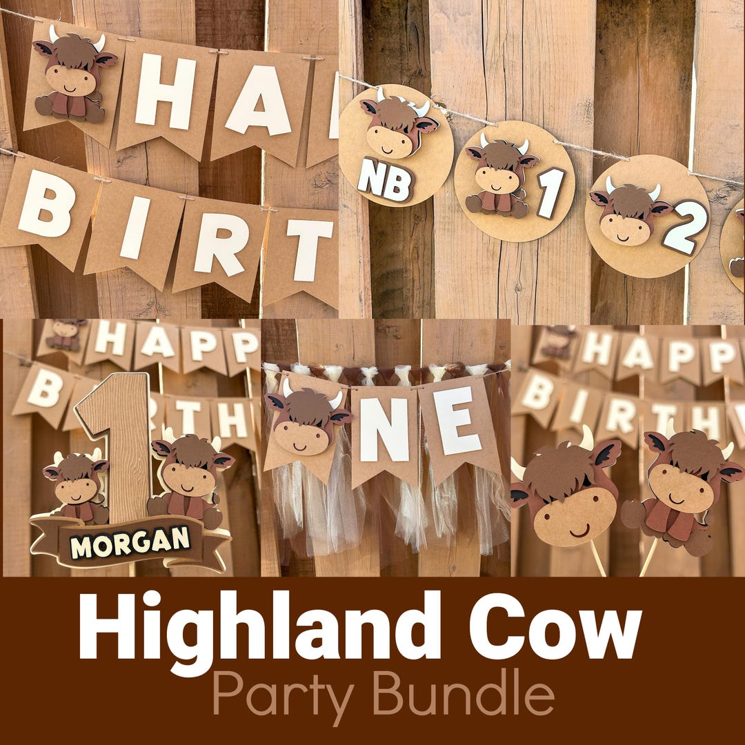 Highland Cow Party Bundle | Holy Cow I'm One First Birthday Party ...