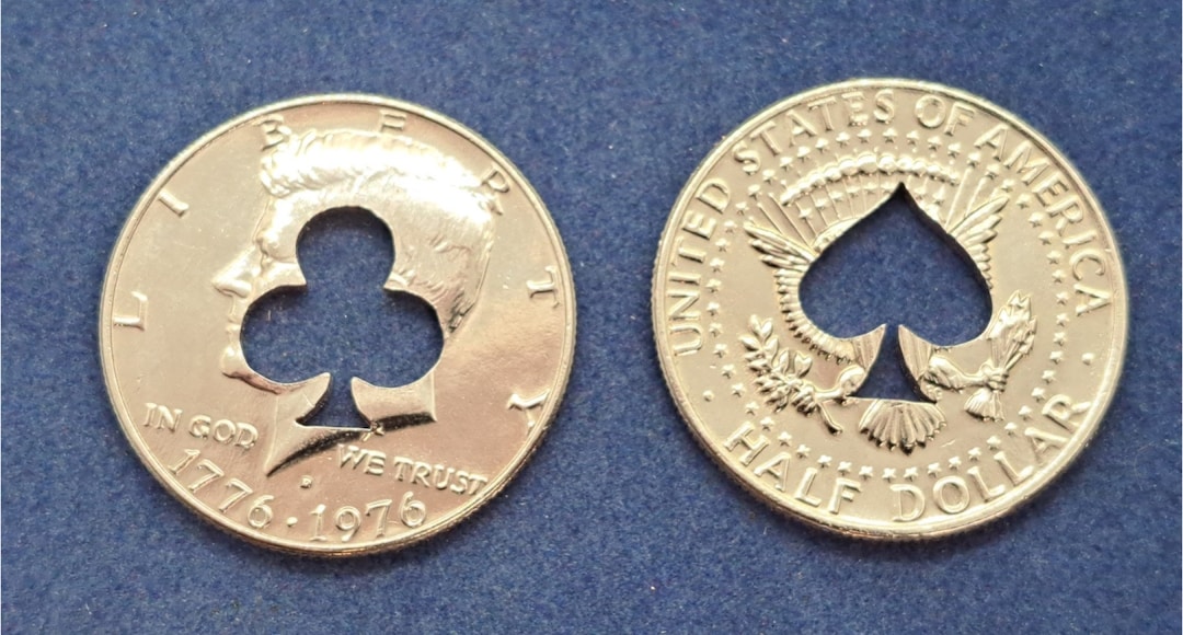 Golf Marker, US Kennedy Half Dollar, Cut Coin Jewelry, Ace of Spades or ...