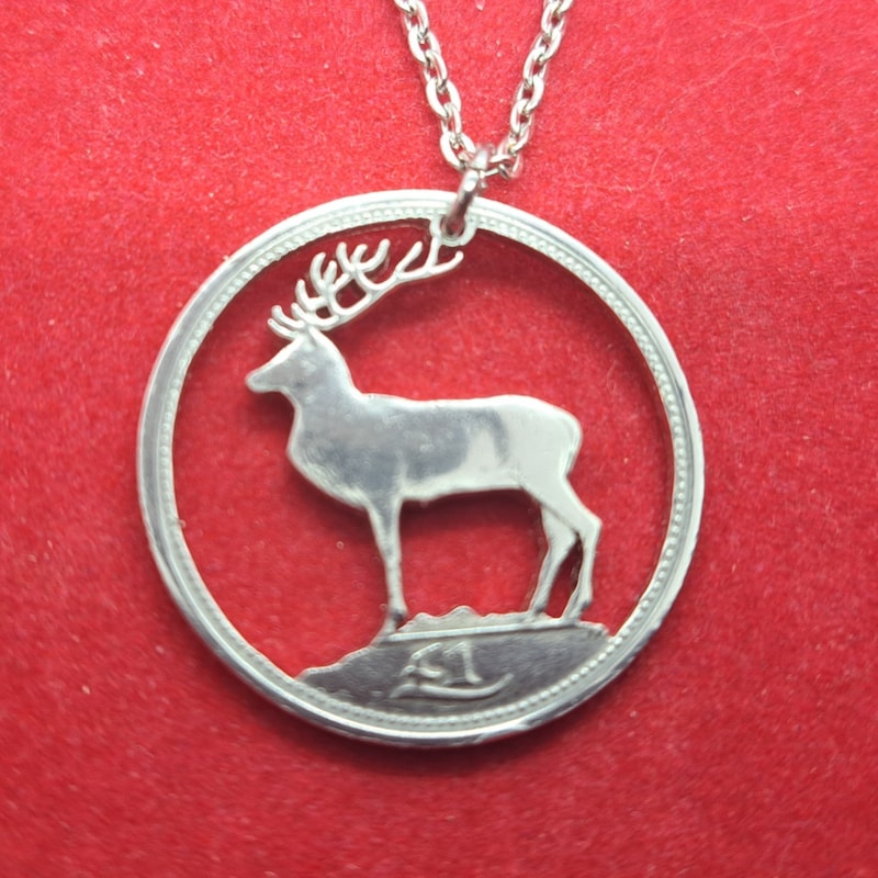 Deer Coin Cut Necklaces - Etsy