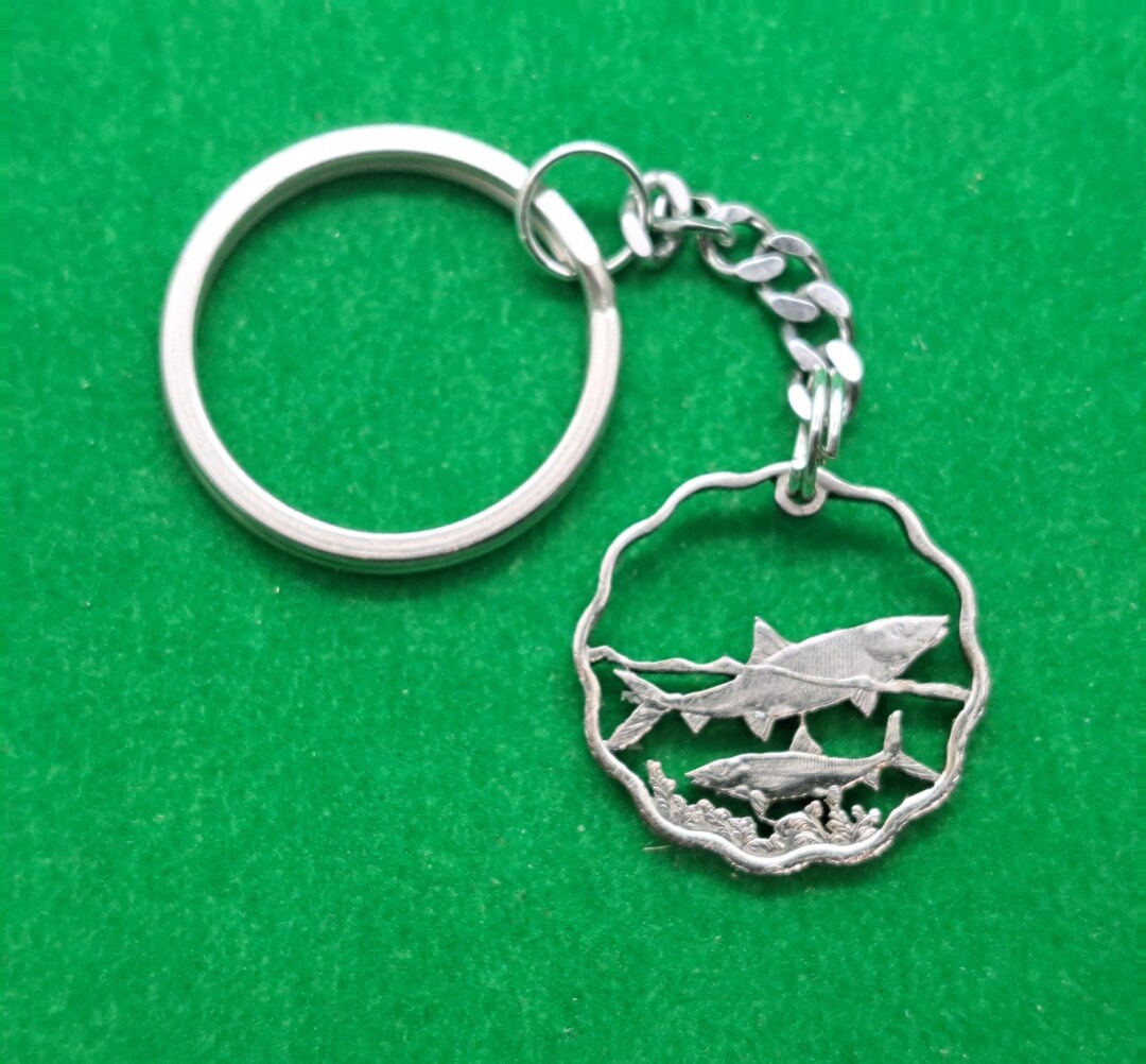 Bonefish Key Chain, Cut Coin Jewelry, Fisherman's Key Chain, Bahama 10 ...