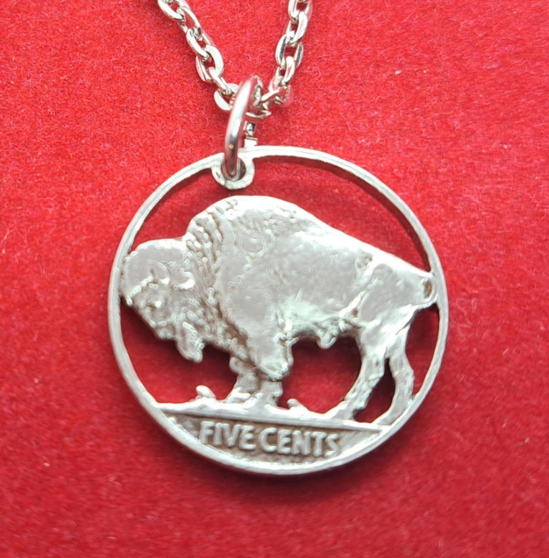 Buffalo Nickel Pendant: US Buffalo Nickel, Cut Coin Necklace, Handmade ...