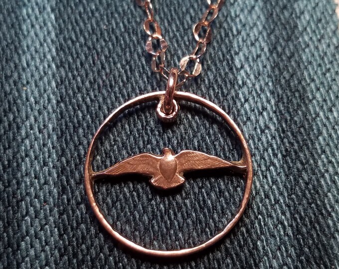 Dove Pendant, Canadian 1 Cent Coin, Cut Coin Jewelry, Dove Necklace ...