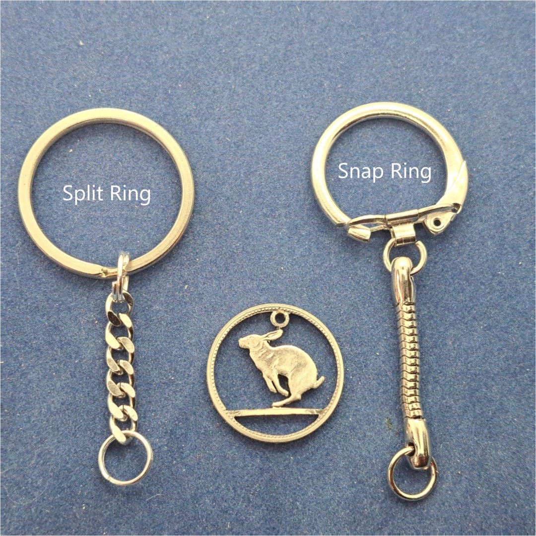 Jewelry Closeout Rabbit Key Chain, Canadian 5 Cent Coin, Hand Cut Coin ...
