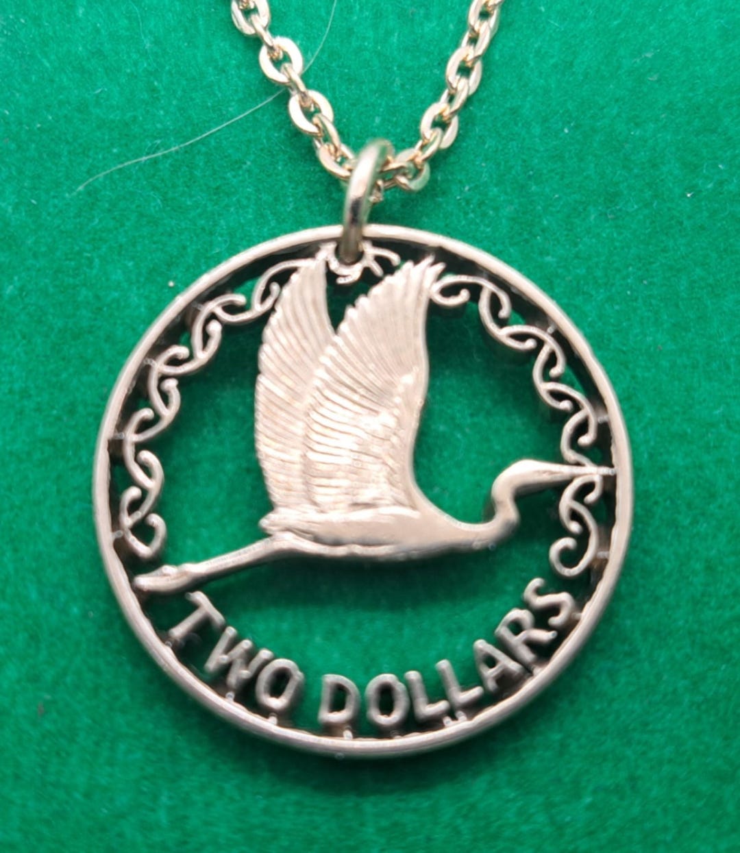 Swan Pendant, Cyprus 2 Dollar Coin, Cut Coin Jewelry, Artisan Jewelry ...