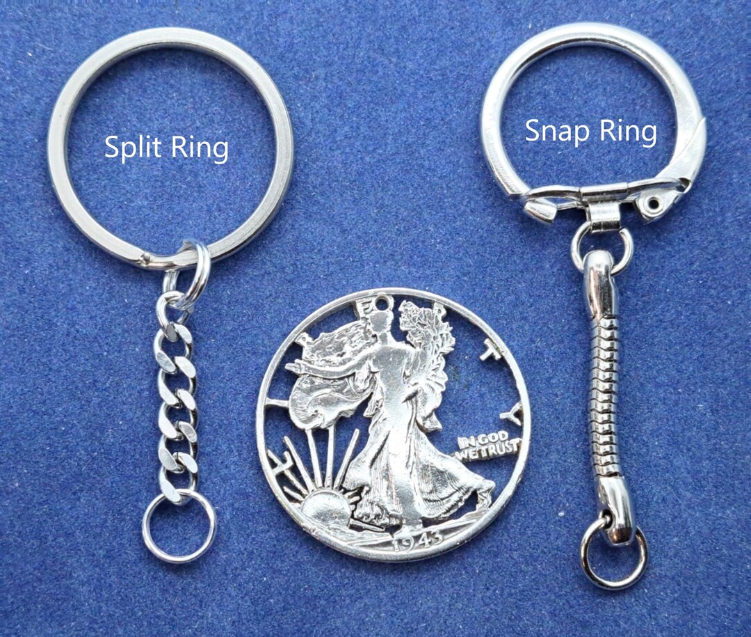 Walking Liberty Key Chain, US Half Dollar .900 Silver Coin, Cut Coin ...