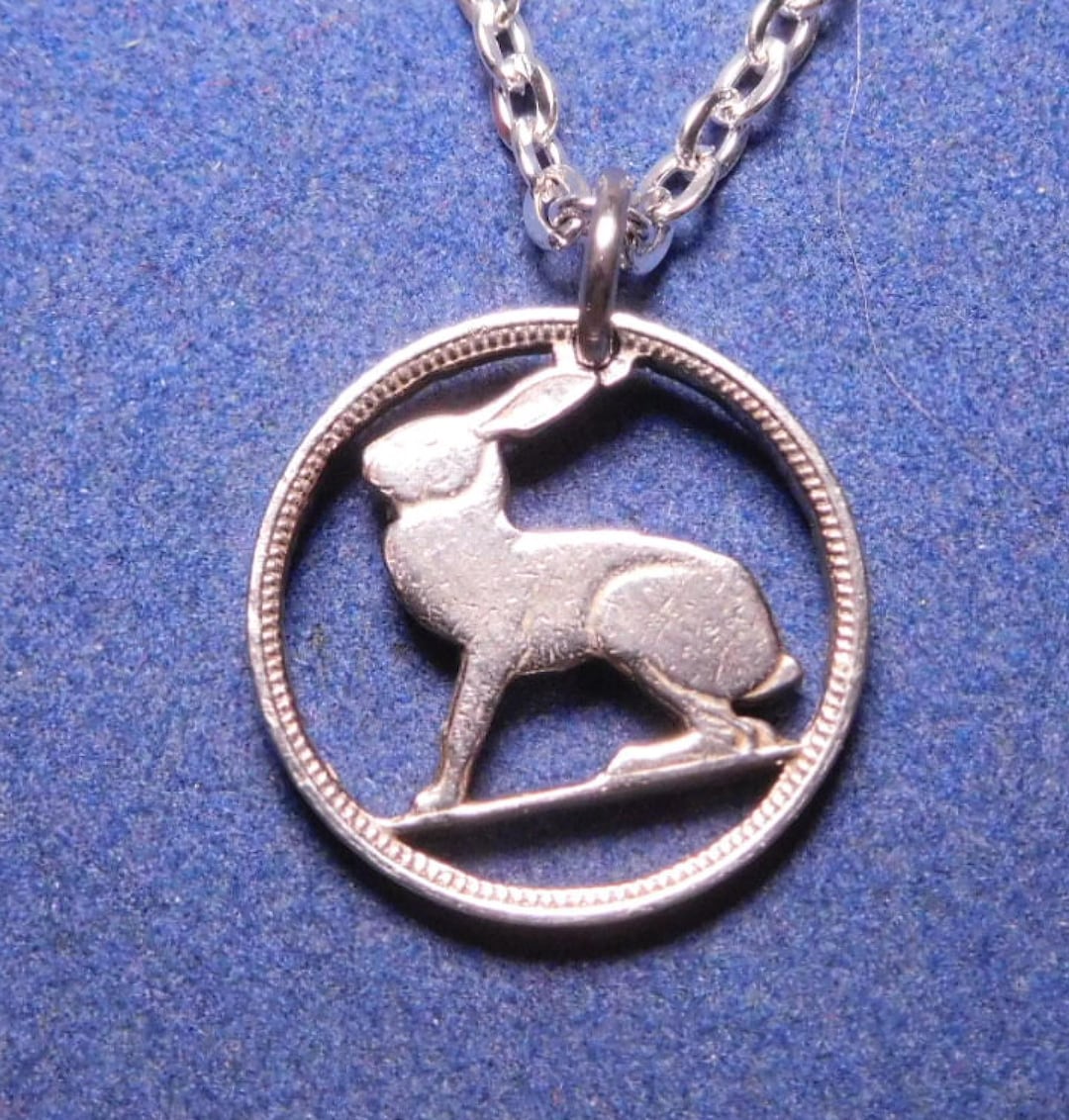 Hand Cut Irish Rabbit Coin Pendant: Handmade Necklace - Etsy