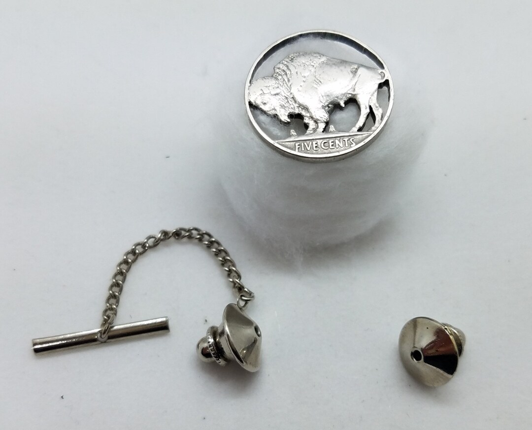 Buffalo Pin, Buffalo Tie Tack, US Buffalo Nickel, Cut Coin Jewelry ...