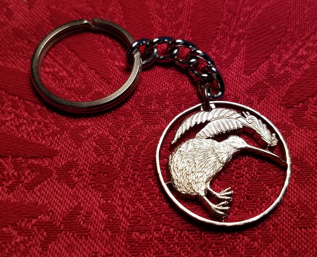 Kiwi Bird Coin Key Chain, New Zealand 20 Cent Coin, Cut Coin Jewelry ...