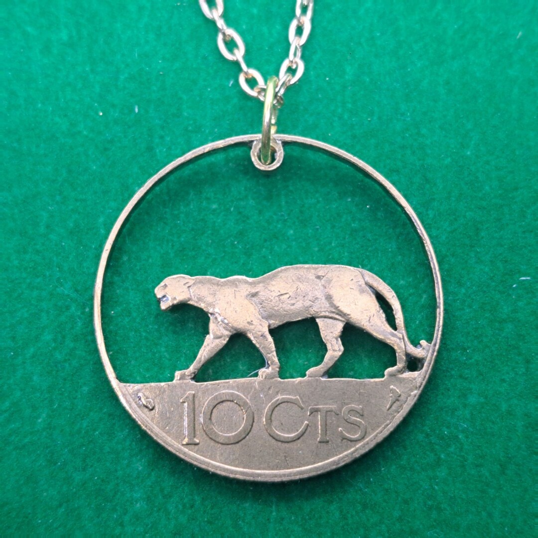Puma Pendant, Uruguay 10 Centesimos Coin, Cut Coin Jewelry, Cougar ...