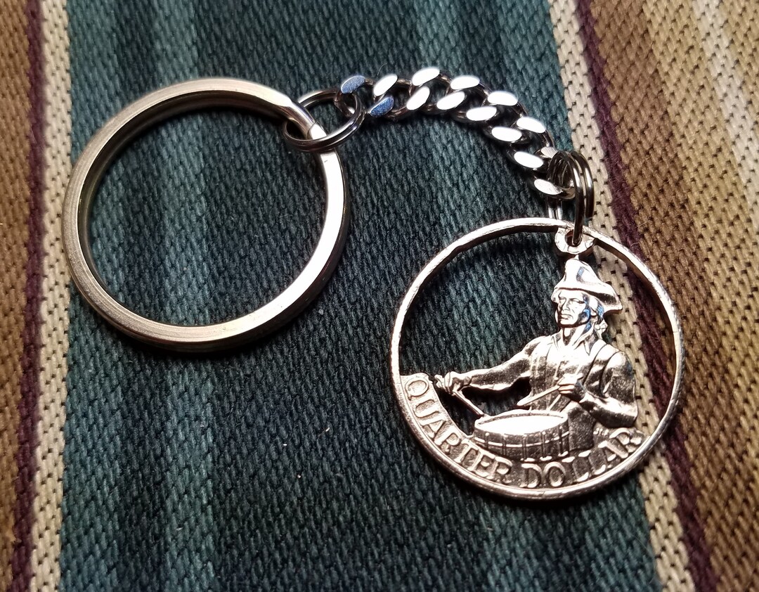 Patriot Drummer Key Chain US Bi-centennial Quarter Hand Cut - Etsy