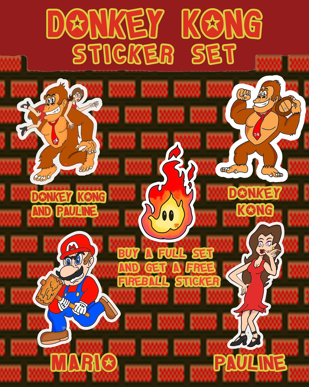 Donkey Kong Sticker Set - Etsy
