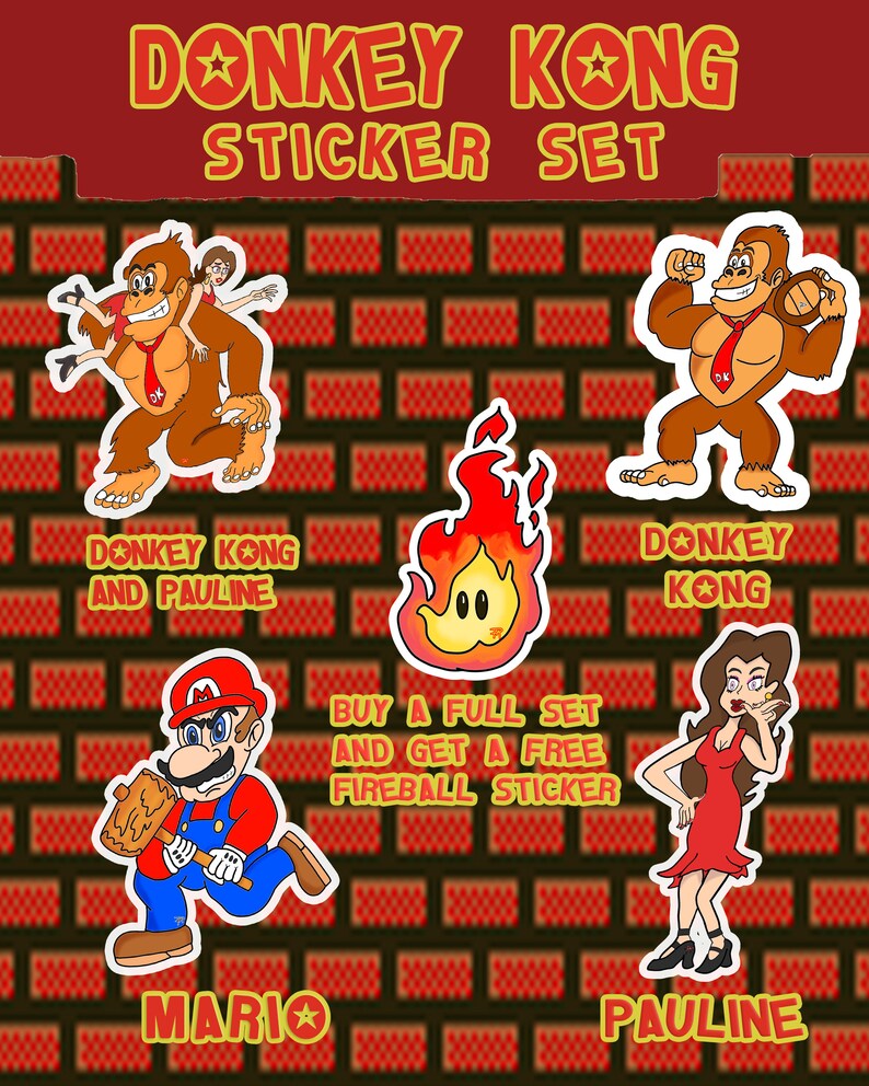 Donkey Kong Sticker Set - Etsy