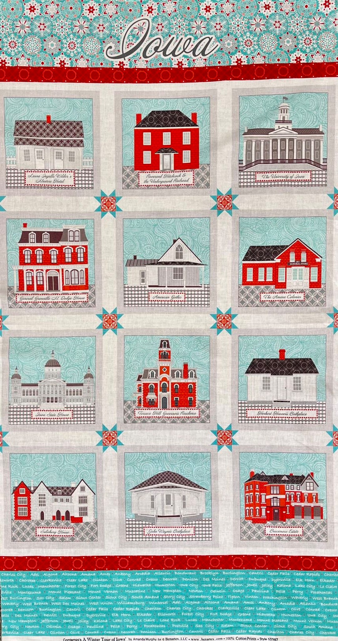 Iowa Town Square Panel (A Winter Tour of Iowa) by Contempo - Etsy