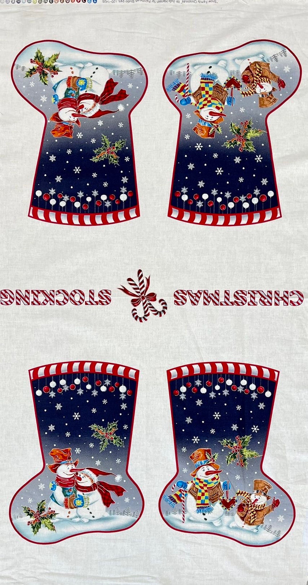 Snow Family Christmas Stockings Panel by Paintbrushstudio - Etsy