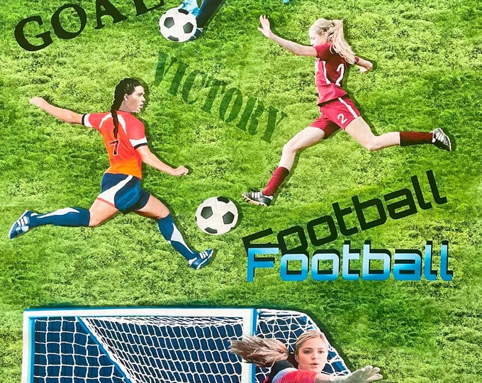 Sports Life Panel Soccer Field Turf Grass 100% Cotton Quilting Fabric ...