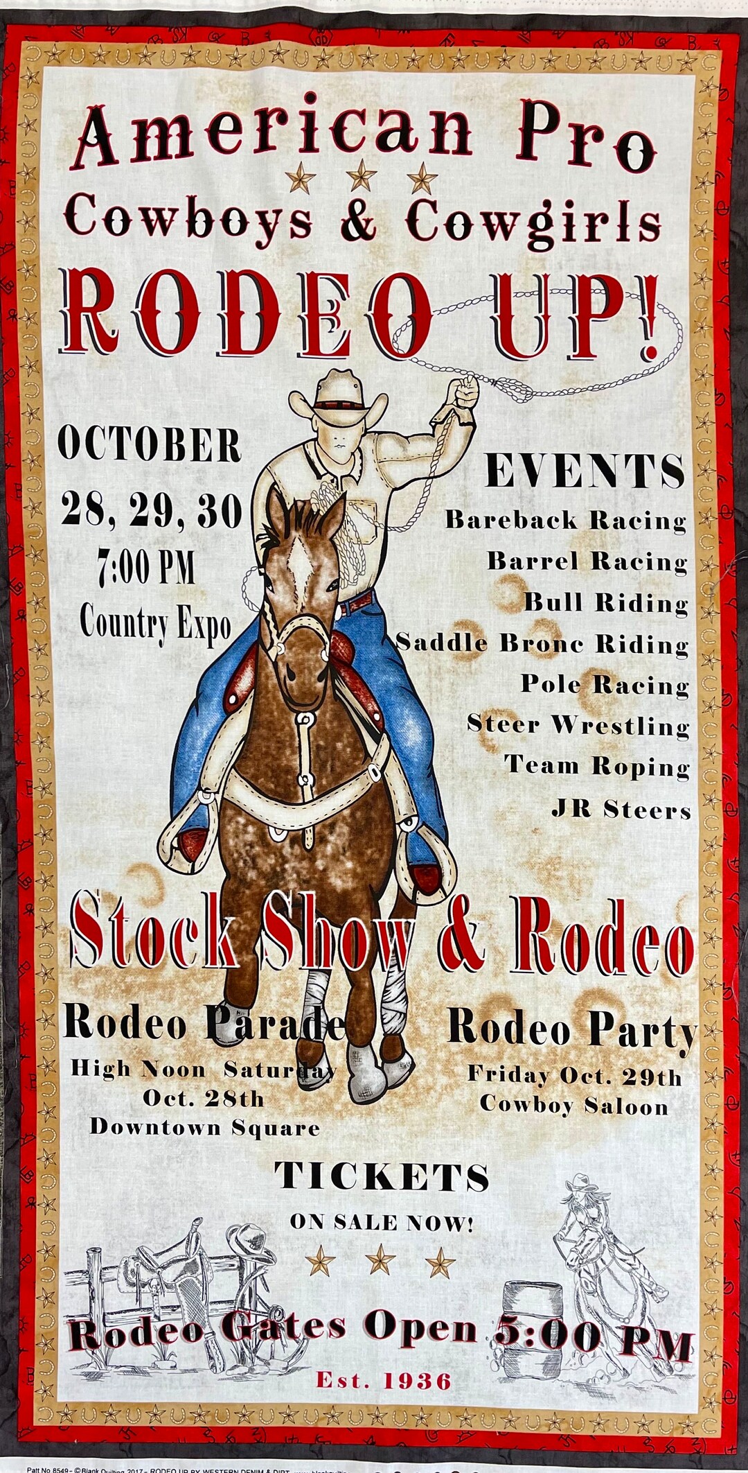 Rodeo Up! Panel by Blank Quilting Corporation - Etsy