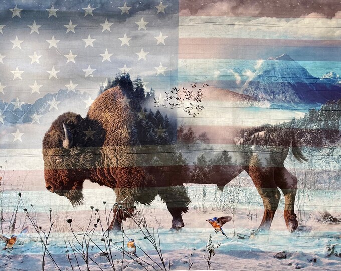 American Wild Buffalo Panel by Hoffman - Etsy