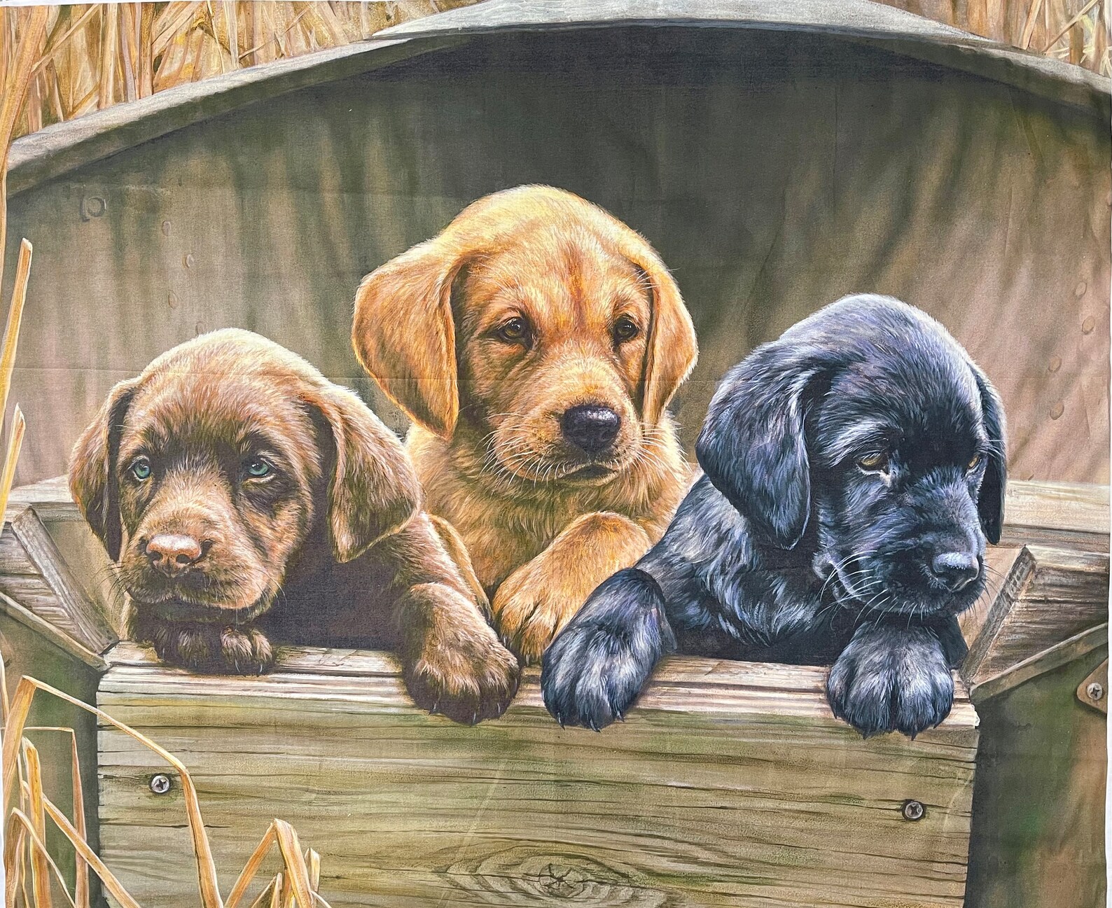 Lab Pups in Wheat Field by Wild Wings - Etsy