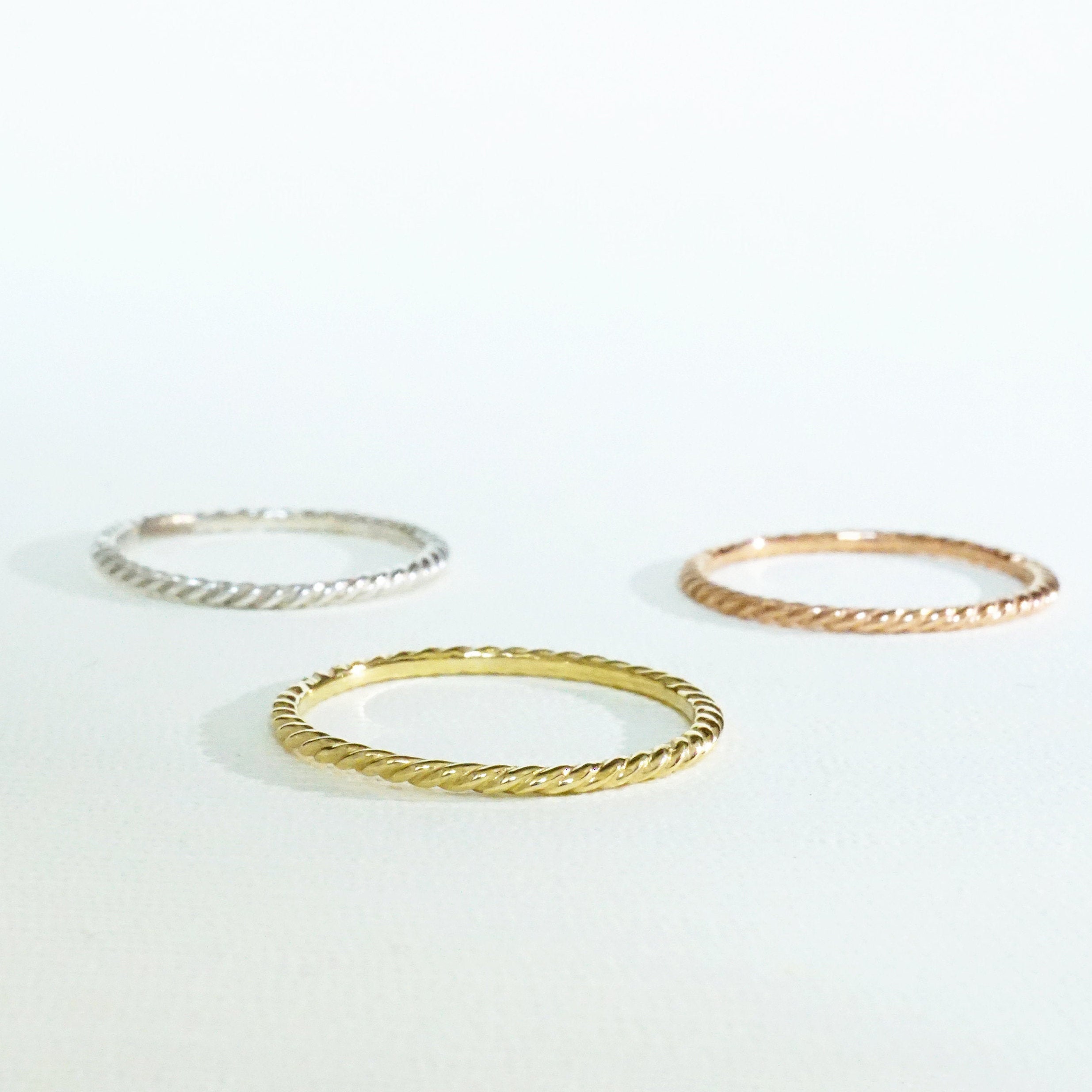 Dainty Rope Ring in Solid 14k Gold - Etsy