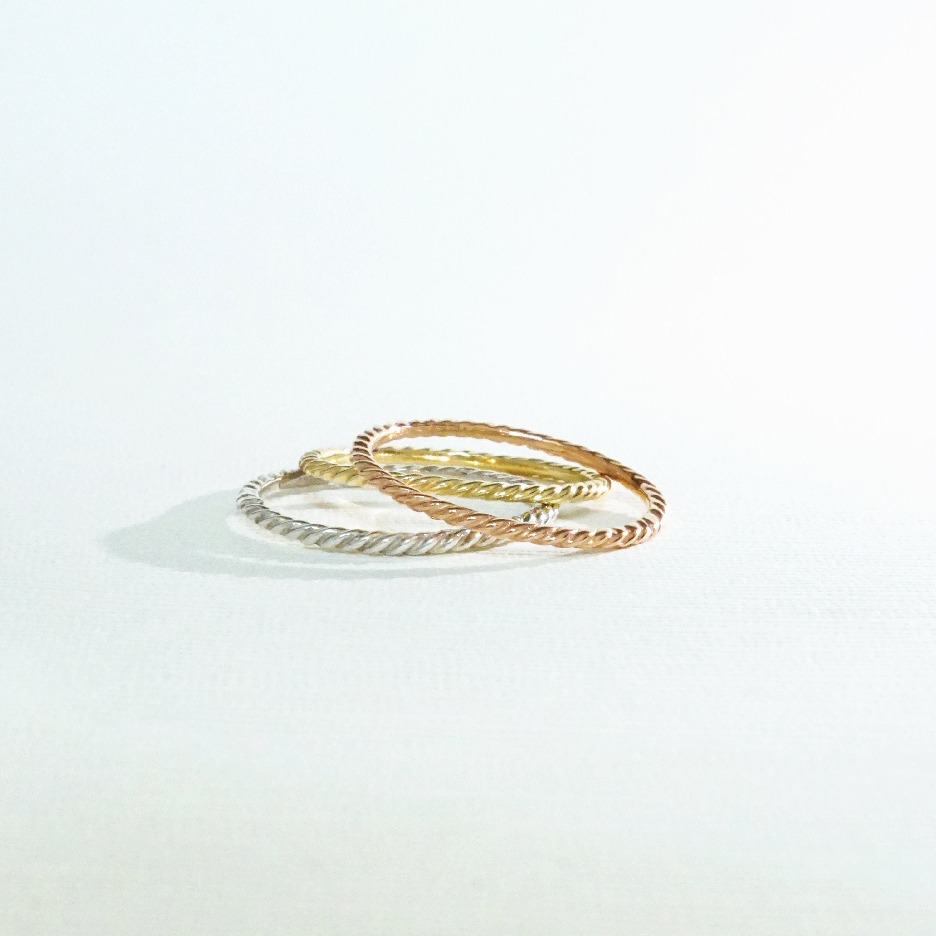 Dainty Rope Ring in Solid 14k Gold - Etsy