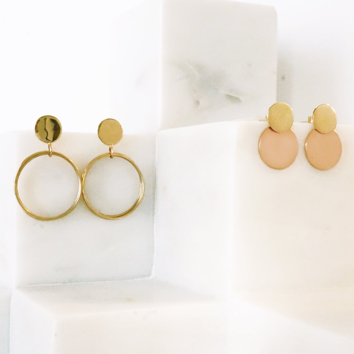 Solid 14k Gold Hoop Post Earrings | Etsy