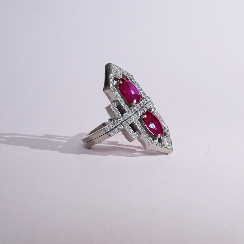 Modern Navette Ruby Ring - Etsy