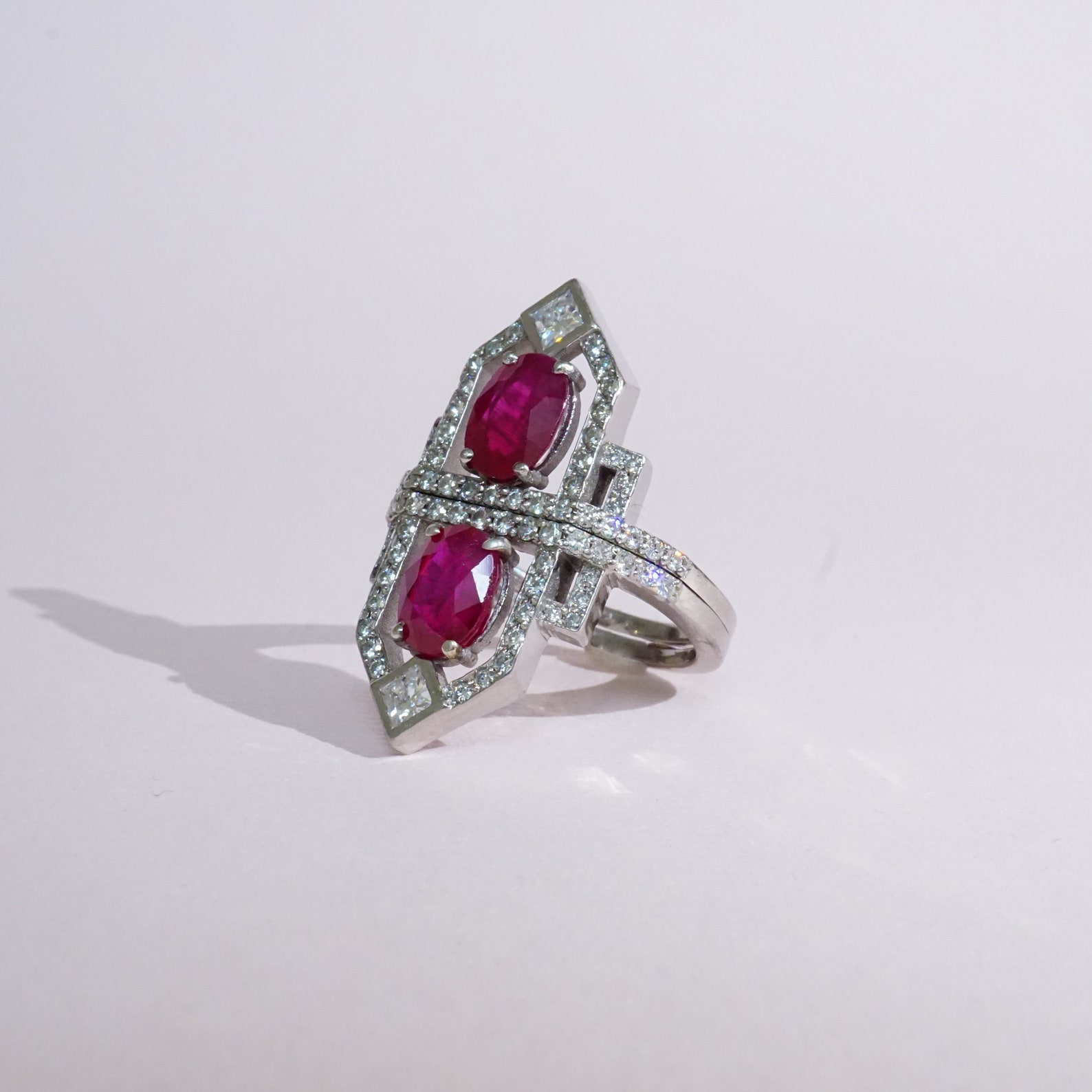 Modern Navette Ruby Ring - Etsy