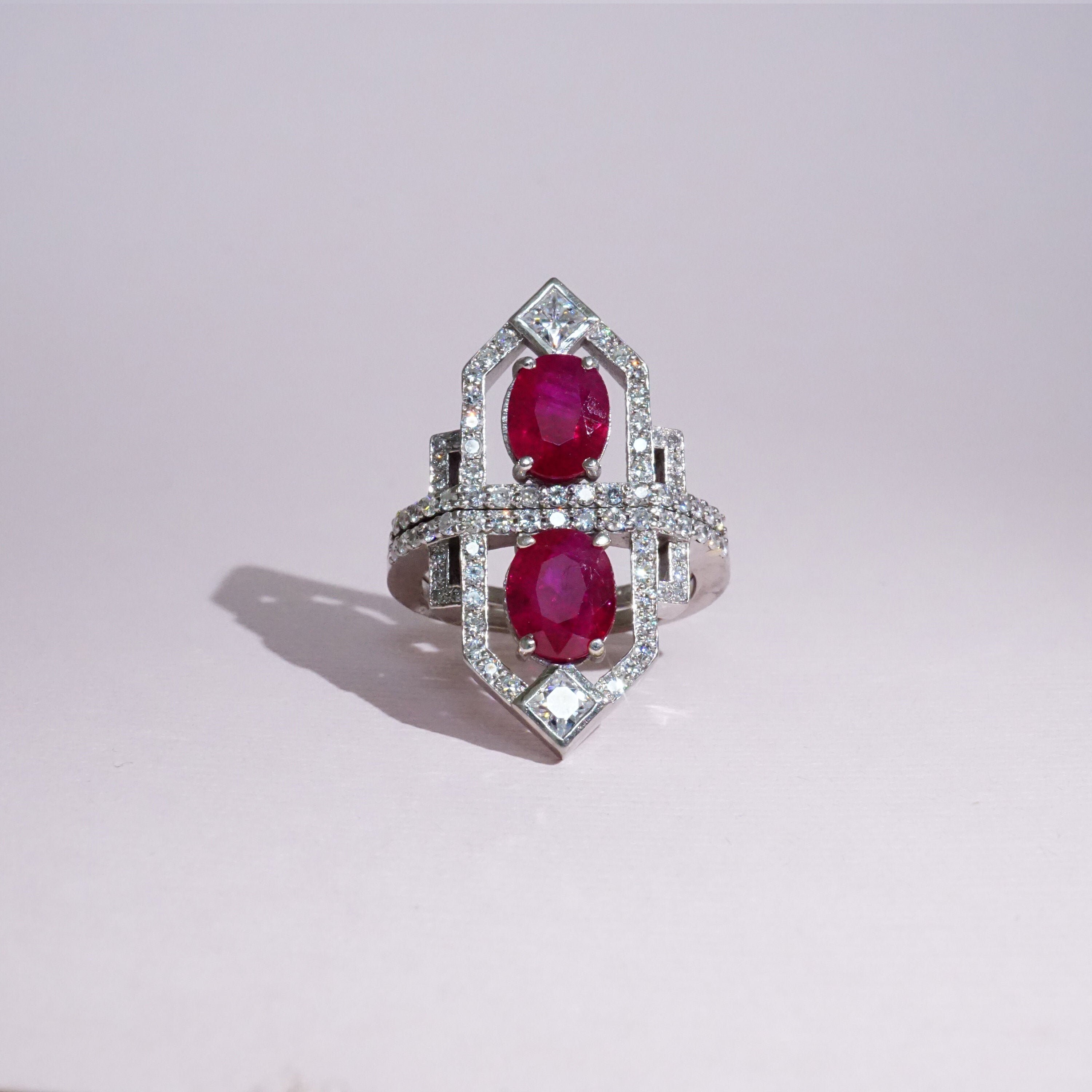 Modern Navette Ruby Ring - Etsy