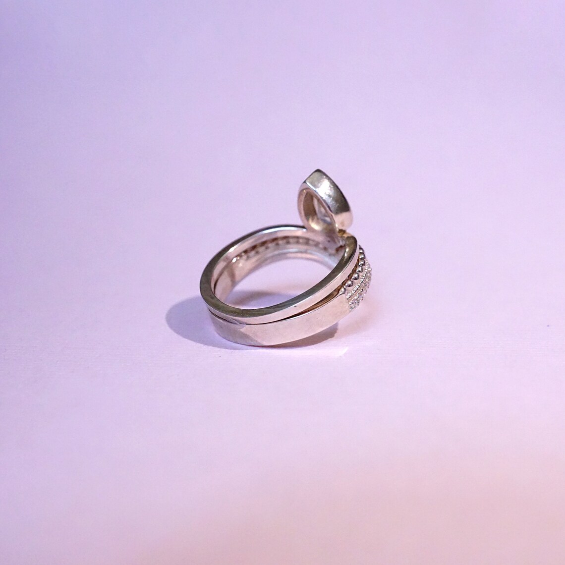 Pear Moonstone Ring Nesting Band With Pink Tourmaline | Etsy