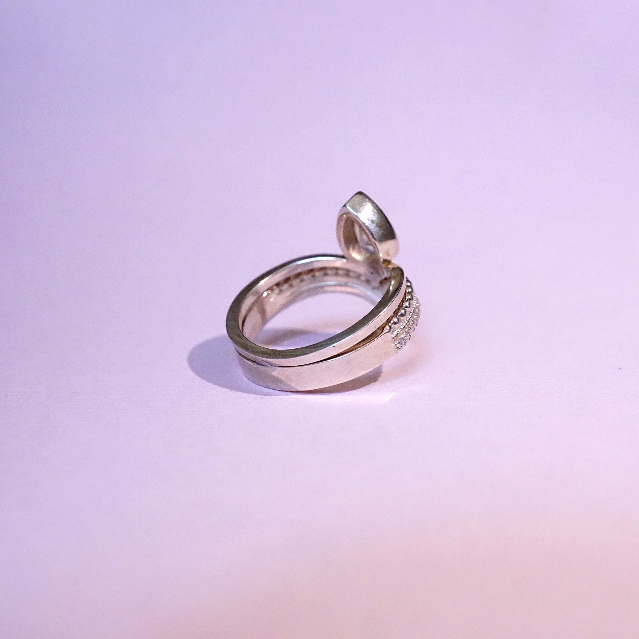 Pear Moonstone Ring + Nesting Band With Pink Tourmaline - Etsy