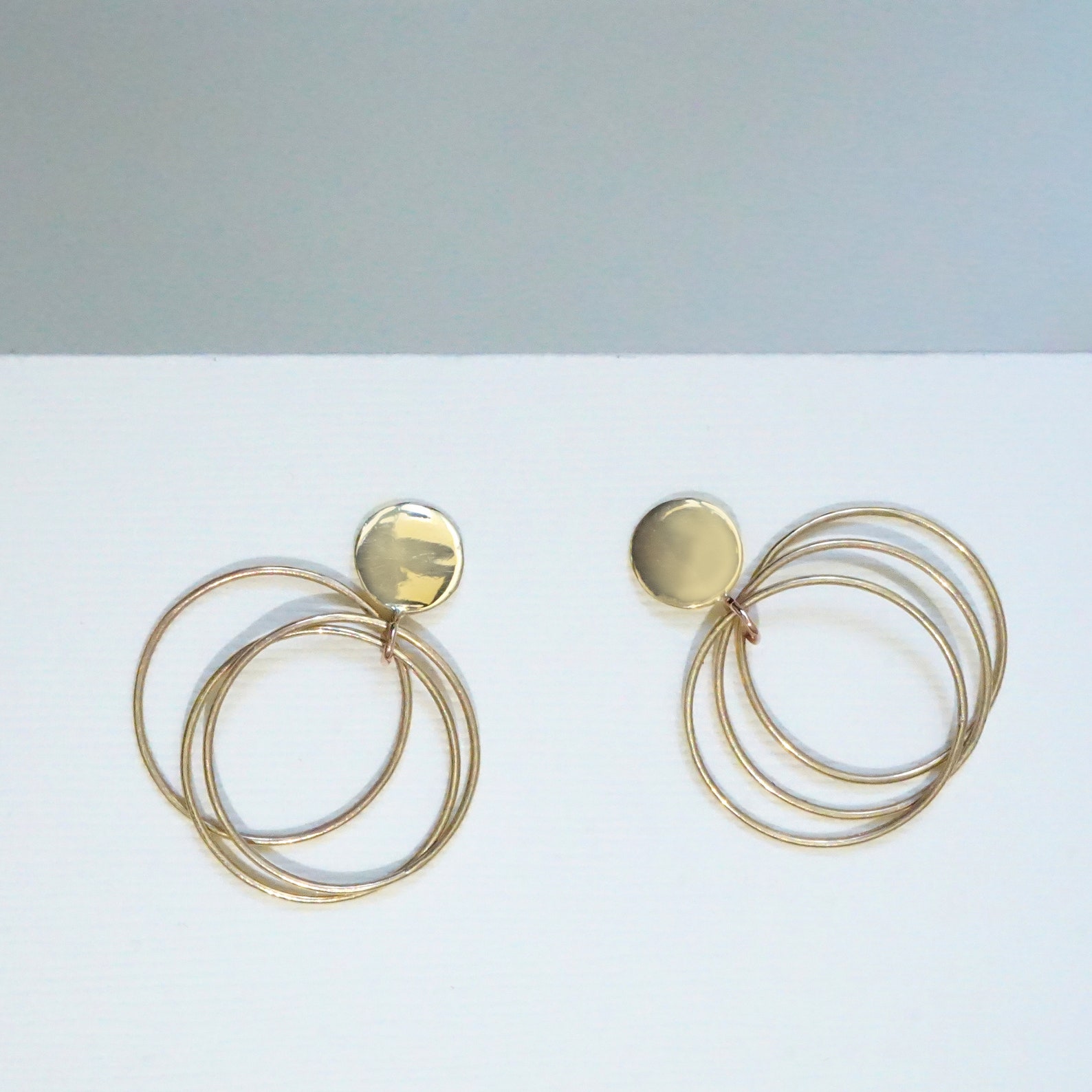 Solid 14k Gold Hoop Post Earrings - Etsy