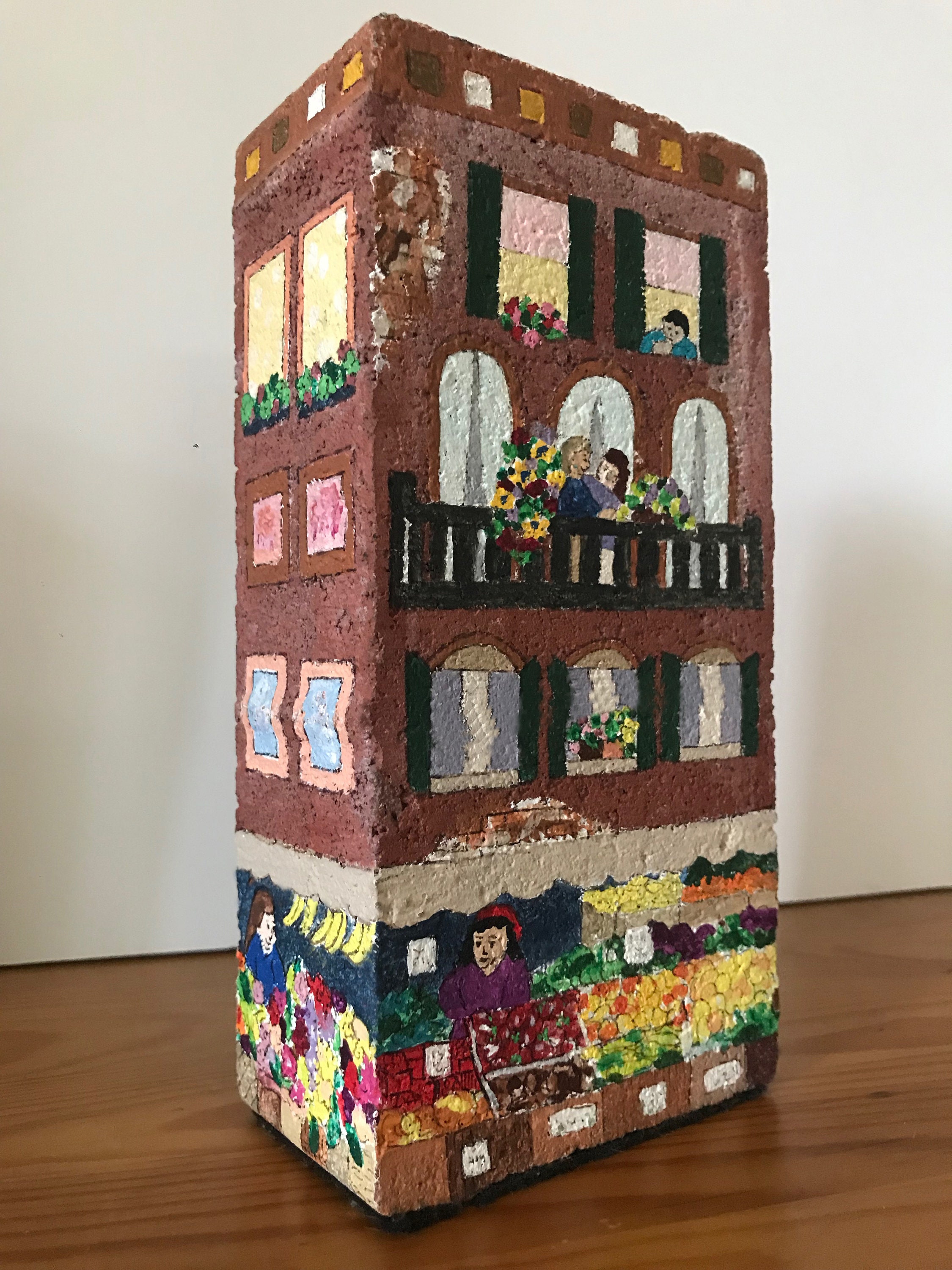 Store-fronts on the Block-hand-painted Brick Sculpture - Etsy