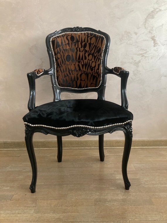 Black cowhide chair store