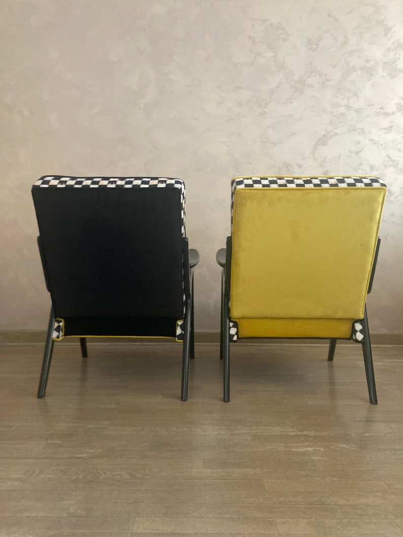 Pair of Mid Century Modern Chairs. Lounge Chairs.checkered Living Room ...