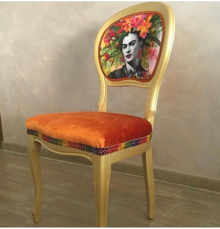 Beautiful Frida Chair. Vintage Orange Accent Chair. Eclectic Side Chair ...